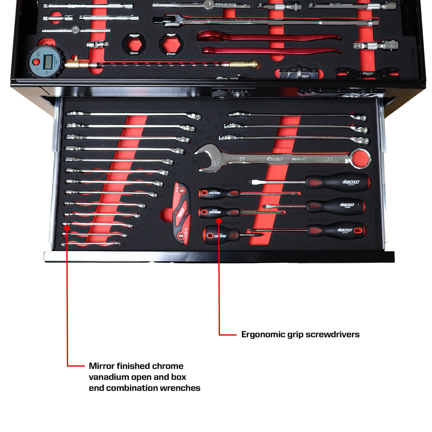 MotoBox | 103-Piece Metric Motorcycle Tool Set with 5-Drawer Hand Carr ...