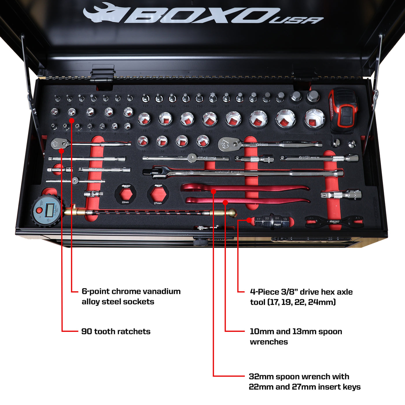 MotoBox | 103-Piece Metric Motorcycle Tool Set with 5-Drawer Hand Carr ...