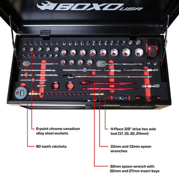 MotoBox | 103-Piece Metric Motorcycle Tool Set with 5-Drawer Hand Carr ...