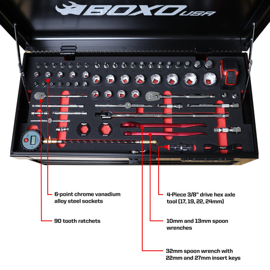 MotoBox | 103-Piece Metric Motorcycle Tool Set with 5-Drawer Hand Carr ...