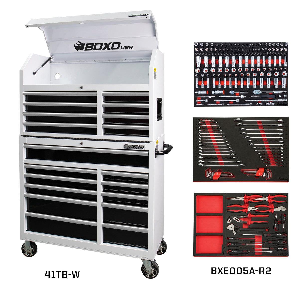 Tech Series | Loaded 41" 19-Drawer Rolling Tool Box | White – BoxoUSA