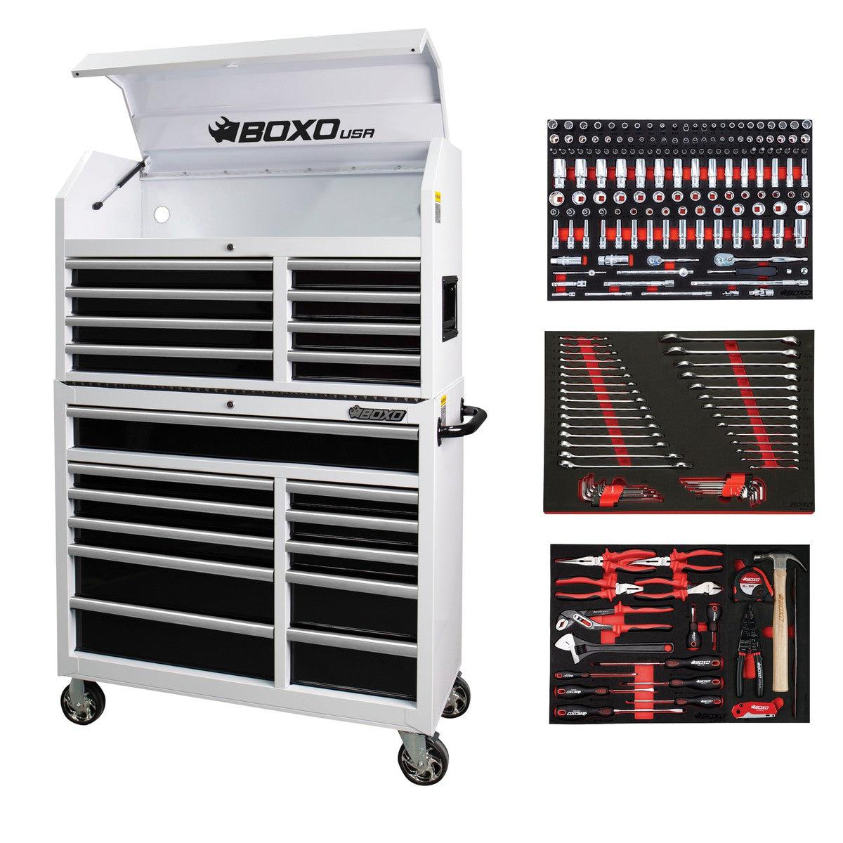 Tech Series | Loaded 41" 19-Drawer Rolling Tool Box | White – BoxoUSA